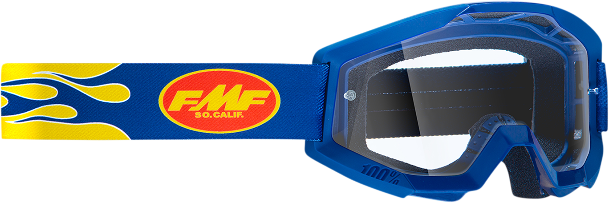 FMF PowerCore Goggles - Flame - Navy - Clear F-50050-00007