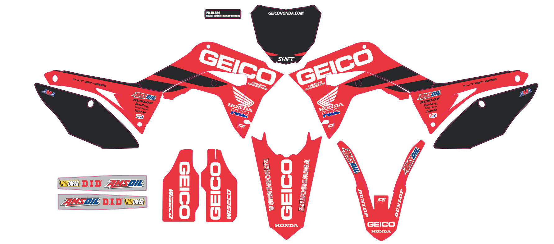 Complete Kit 19 Geico Honda Crf 250 Black Bg